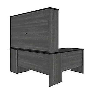 Bestar Norma L-Shaped Desk with Hutch, 71W, Black & Bark Gray
