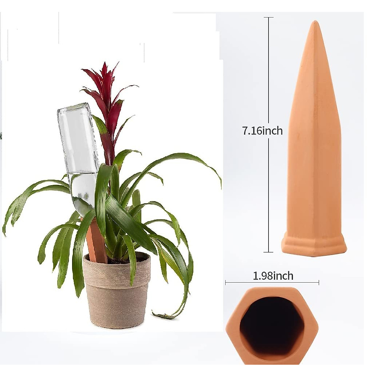 Sedmoon Plant Watering Spikes 6 Pack Self Watering Terracotta Spikes Automatically Water Your Indoor and Outdoor Plants While On Vacation