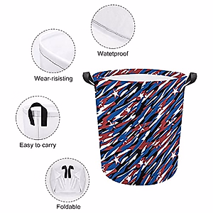 USA Patriotic Camouflage Large Laundry Basket Hamper Bag Washing with Handles for College Dorm Portable