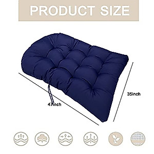 Hanging Basket Hanging Egg Chair Cushions,Indoor/Outdoor Swing Chair Cushion,Waterproof Soft Comfy Hammock Chair Seat Pads Back Cushion,Basket Chair Cushion for Patio Garden (Navy Blue)