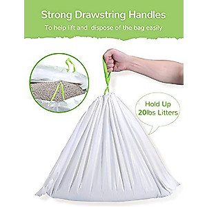 PETOCAT Litter Box Liners, 34 Count Jumbo Cat Litter Pan liners, Drawstring Litter Liner Bags For Litter Box, Easy Clean Up. Thick Large Kitty Litter Liner XL, Eco Friendly Pet Cat Supplies(36" x 19")