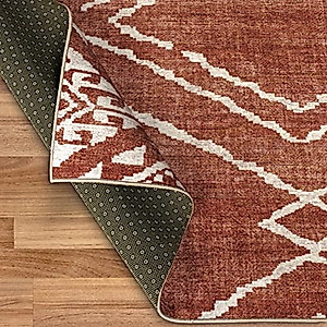 ReaLife Machine Washable Rug - Stain Resistant, Non-Shed - Eco-Friendly, Non-Slip, Family & Pet Friendly - Made from Premium Recycled Fibers - Moroccan Diamond - Orange, 2'6" x 6'