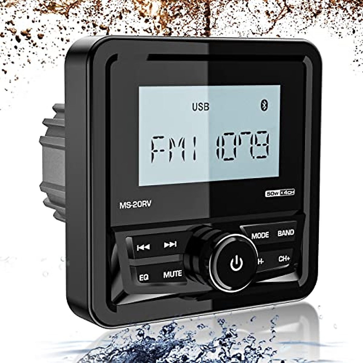 Bluetooth Marine Digital Media Receiver: 2.8" LCD Display Waterproof Boat Radio System - Marine Gauge Stereo with AM FM | USB AUX MP3 | 200W Pre-Amp EQ Subwoofer