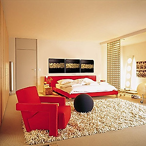 sechars Elegance Canvas Wall Art Modern Handmade Oil Painting Black and Gold Abstract Artwork Wood Inside Framed Home Living Room Decoration Wall Hanging Art Set of 3