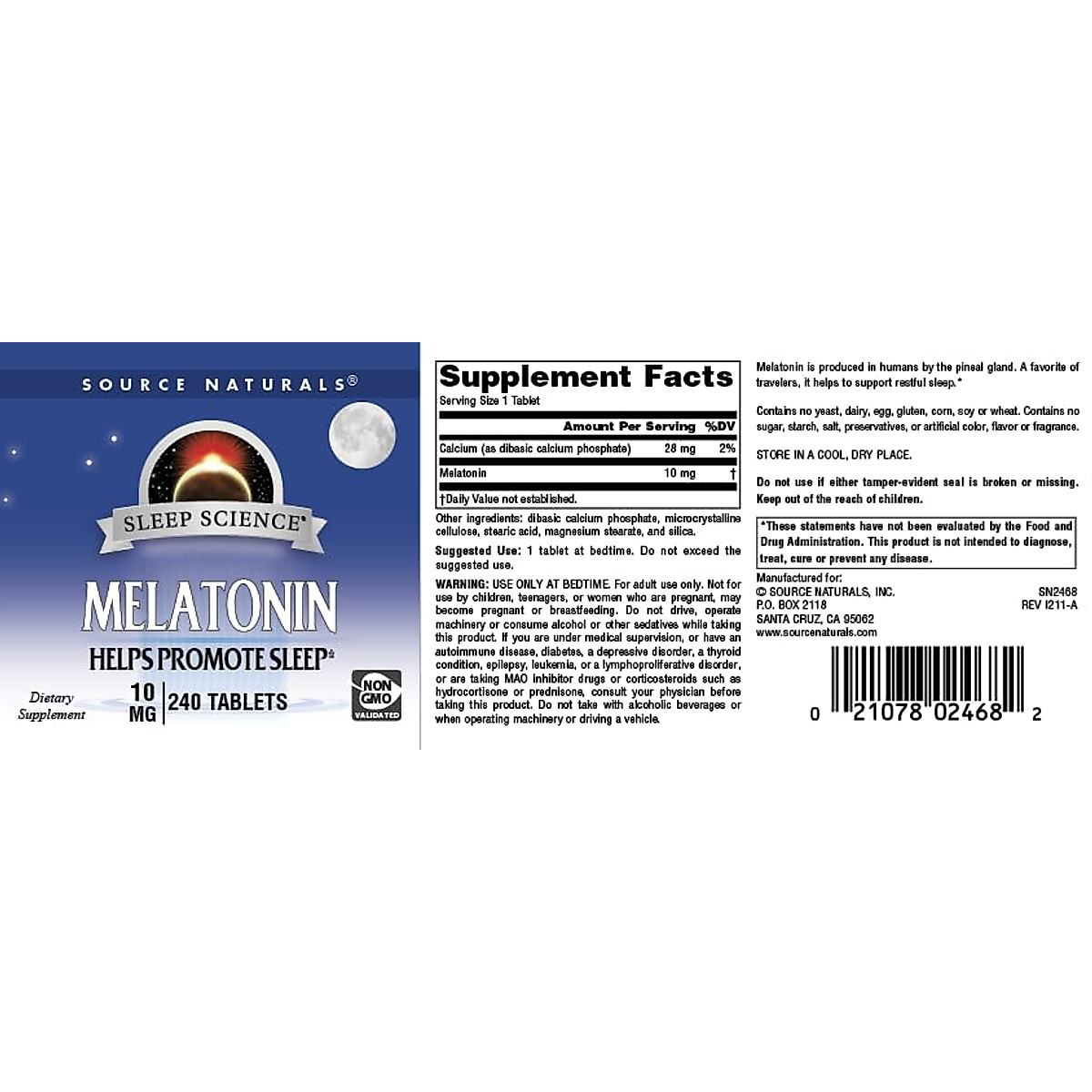 Source Naturals Sleep Science Melatonin* - 10 mg - 240 Tablets