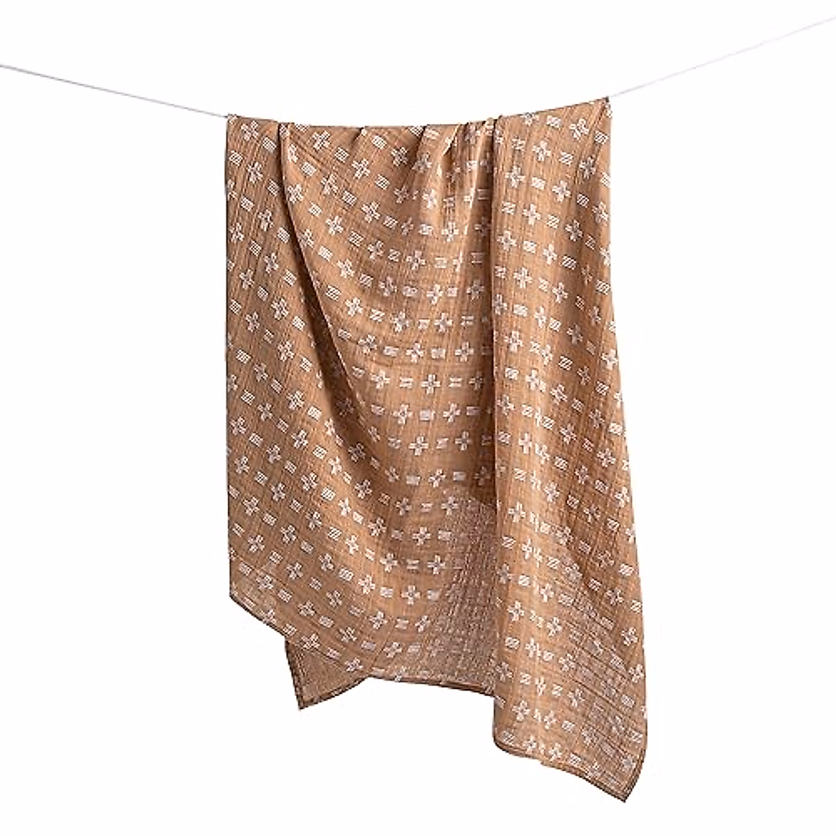 Crane Baby Soft Muslin Swaddle Blanket, Soft Swaddle Wrap for Boys and Girls, Copper Dash, 47" x 47"