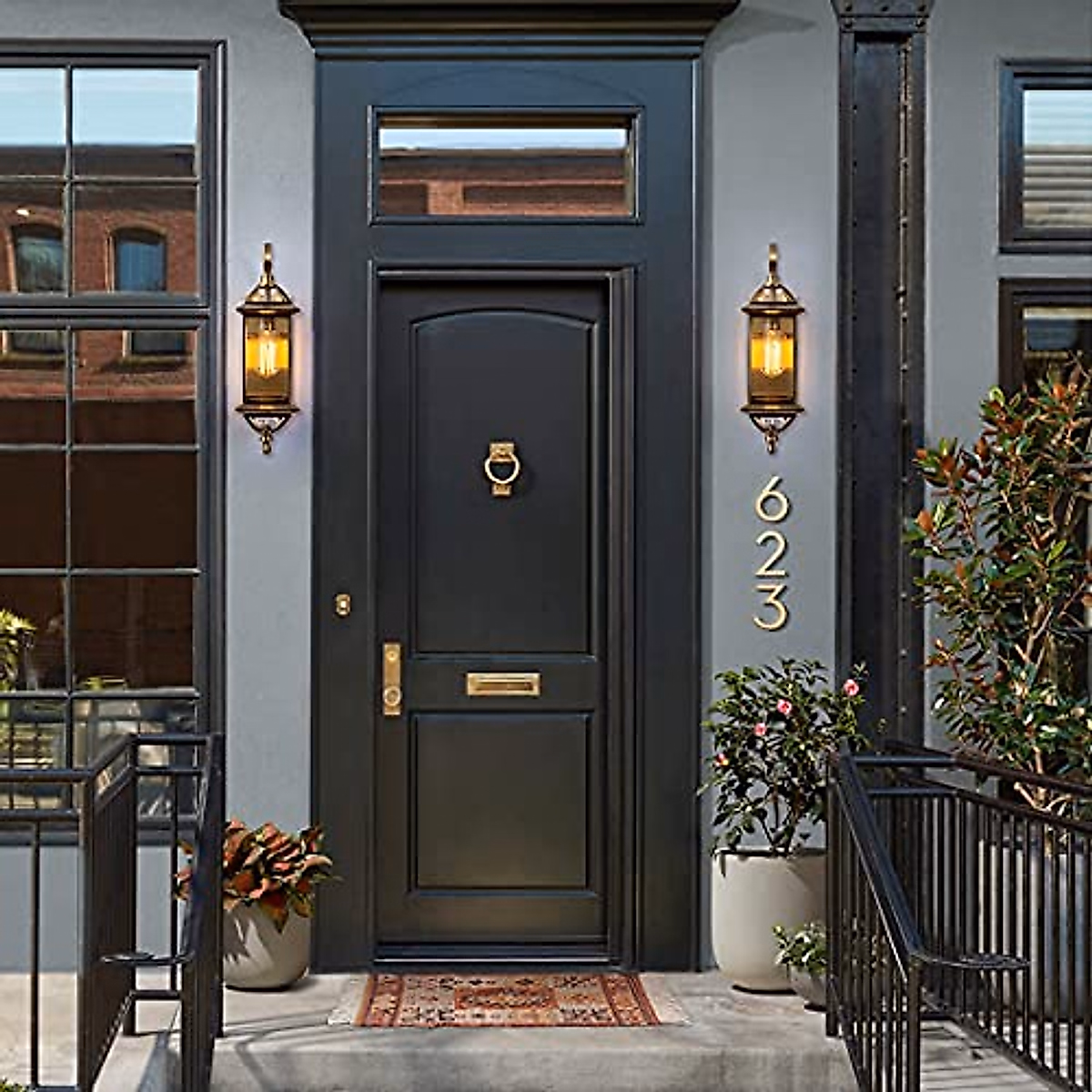 GAZELIGHTING Copper Outdoor Lights Wall Mount 18.5" H Porch Light Oil Rubbed Brass Exterior Light Fixture with Clear Glass,Outside Lighting for Patio, Garage, Frontdoor 1 Pack,Bulb Not Included