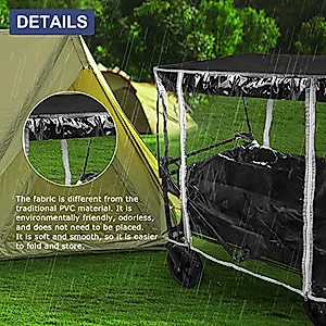 LOSCHEN] Wagon Rain Wind Cover for Outdoor Garden Camping Picnic Wagon Stroller Waterproof,Folding Trolley Cart Accessories((Cart Not Included))
