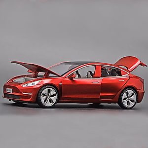 Diecast Toy Car Model 3 Car Model,Zinc Alloy Simulation Casting car Model Pull Back Vehicles,1:32 Scale Mini Vehicles Toys with Lights and Music for Toddlers Kids Children Birthday Gift (Red)