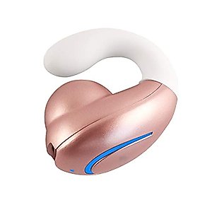 Sunffice Bluetooth Headset, Single Ear BT5.0 Ultralight Wireless Headphone Cell Phone Earpiece Ear Clip with Mic, Noise Canceling Handsfree Driving Earbud for iPhone, Android,Samsung Smartphone(Pink)