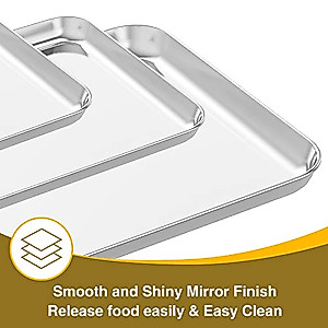Wildone Baking Sheet with Rack Set (3 Pans + 3 Racks), Stainless Steel Baking Pan Cookie Sheet with Cooling Rack, Non Toxic & Heavy Duty & Easy Clean