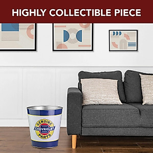 American Art Decor Metal Trash Bin - Licensed Chevrolet Waste Basket - Small Decorative Garbage Can for Man Cave, Kitchen, Garage, Home Office, Bar & More (11.25" x 10.5" x 10.5"