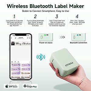 Ecokra Bluetooth Label Maker Machine with Tape,P15 Mini Thermal Label Maker for Organizing,Portable Desktop Label Printer,Sticker Printer with Multiple Templates for Office,Home,Kitchen,School