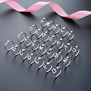PEARLOVE Initial Rings 925 Sterling Silver Rings for Women A-Z Stackable Alphabet Rings for Wife Daughters Jewelry Gifts