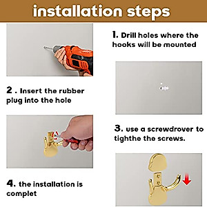 Gold Wall Hooks Decorative Coat Hook Wall Mounted Heavy Duty Towel Hook Hardware Robe Hooks Zinc Alloy Double Hooks Single Hook for Hanging Clothes Unique Modern Hooks for Bathroom 3 Pack