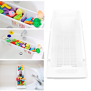 Bathtub Shelf, AntiRust PP Retractable Multifunctional Bathtub Caddy Tray, Adjustable Proof Bathroom for Bathtub Shampoo