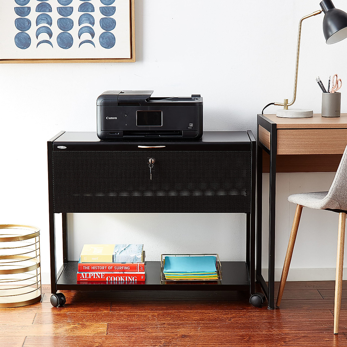 Safco Mobile File Cart, Fits Letter and Legal-Size Hanging Folders, Includes a Locking Lid & 2 Keys