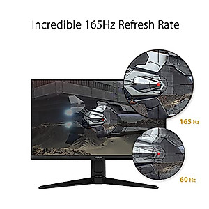 ASUS TUF Gaming 23.8” 1080P Monitor (VG247Q1A) - Full HD,165Hz (Supports 144Hz),1ms, Extreme Low Motion Blur, Adaptive-sync, FreeSync Premium,Shadow Boost, Speakers, Eye Care, HDMI, DisplayPort, BLACK