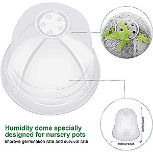 MIXC Plant Nursery Pots with Humidity Dome 4" Soft Transparent Plastic Gardening Pot Planting Containers Cups Planter Small Starter Seed Starting Trays for Seedling with 10pcs Plant Labels，30 Sets