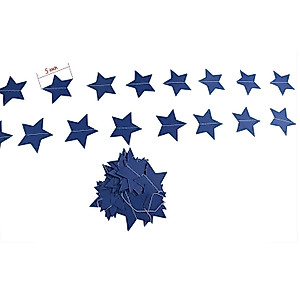 Furuix Outer Space Baby Shower Decorations 2pcs Mini Navy Blue Paper Star Garland Star String for Hanging Décor Wedding Party Decoration Outer Space Decor Birthday Decorations