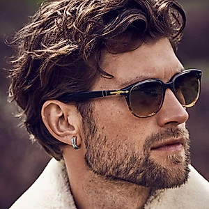 RIOSO 12Pairs Hoop Earrings for Men Stainless Steel Black Silver Men's Hoop Earring