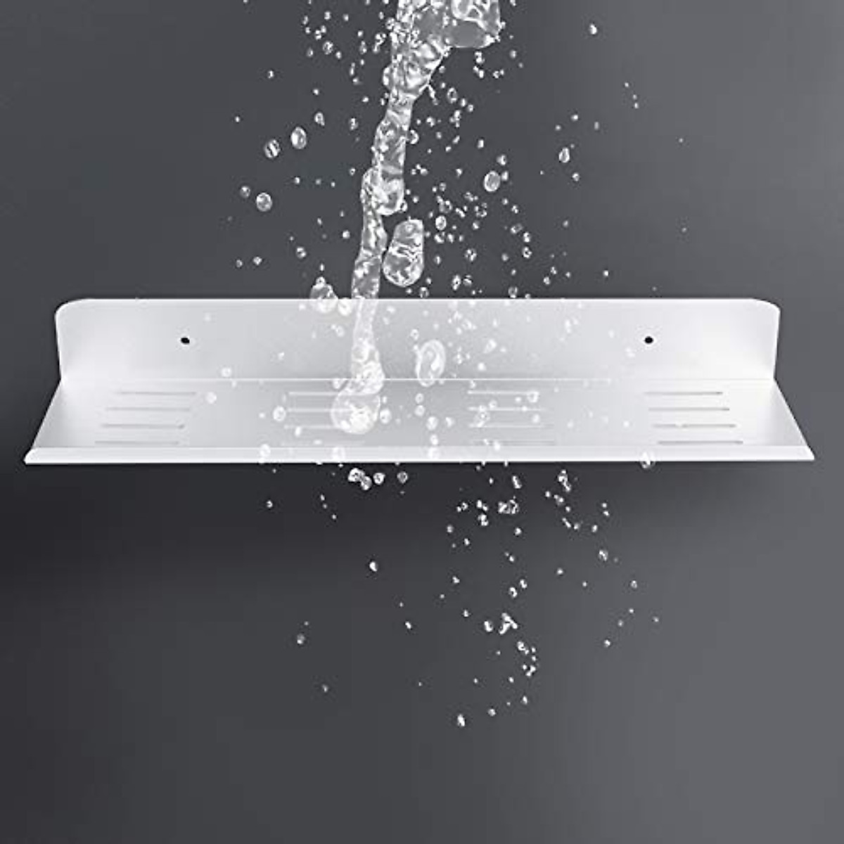 01 02 015 Storage Shelf, Drain Aluminum Floating Shelves Silver for Shower Gel for Small Items for Shavers