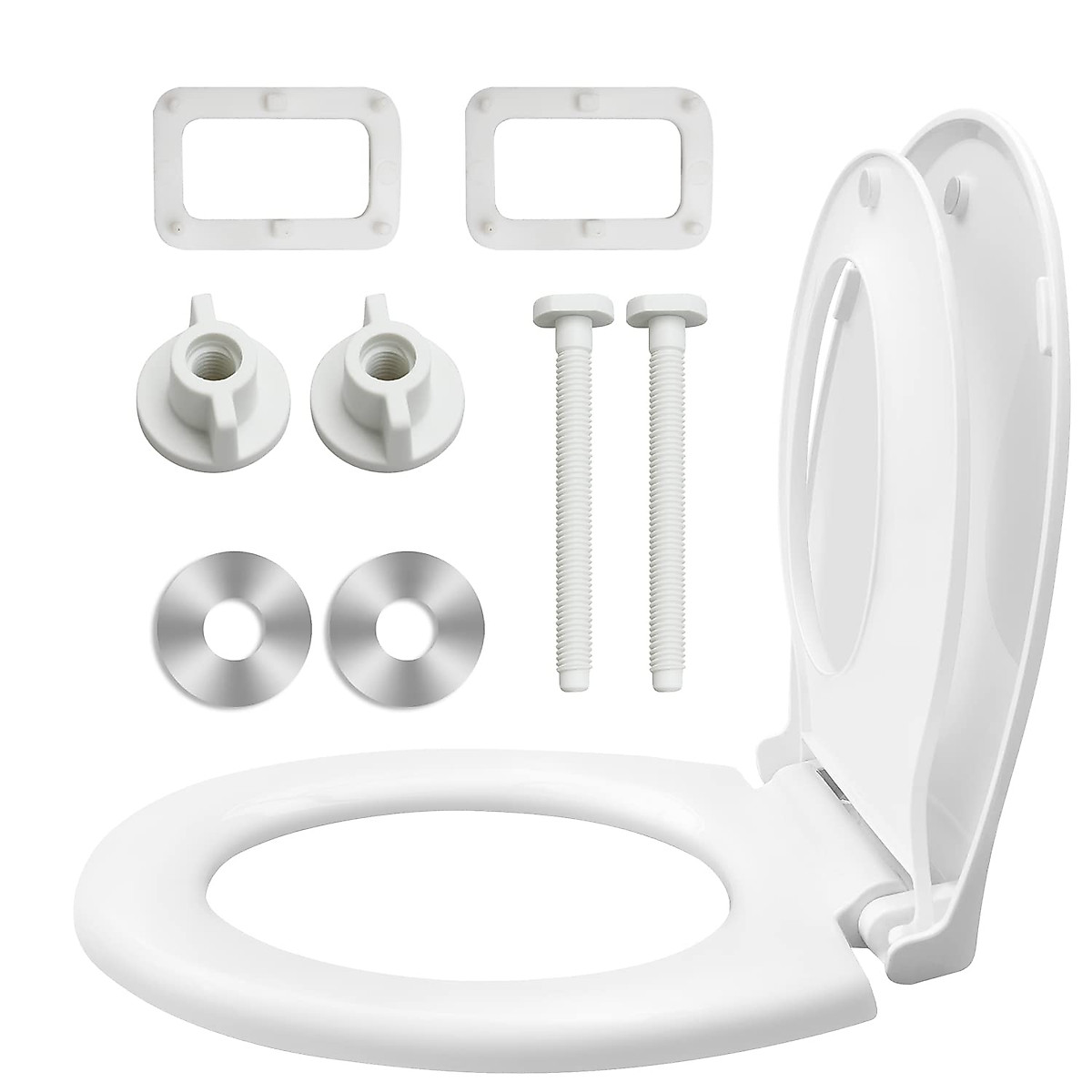 Toilet Seat with Built in Potty Training Seat/Toilet Seat with Cover,Durable Plastic,Replacement Toilet Seats - Short White