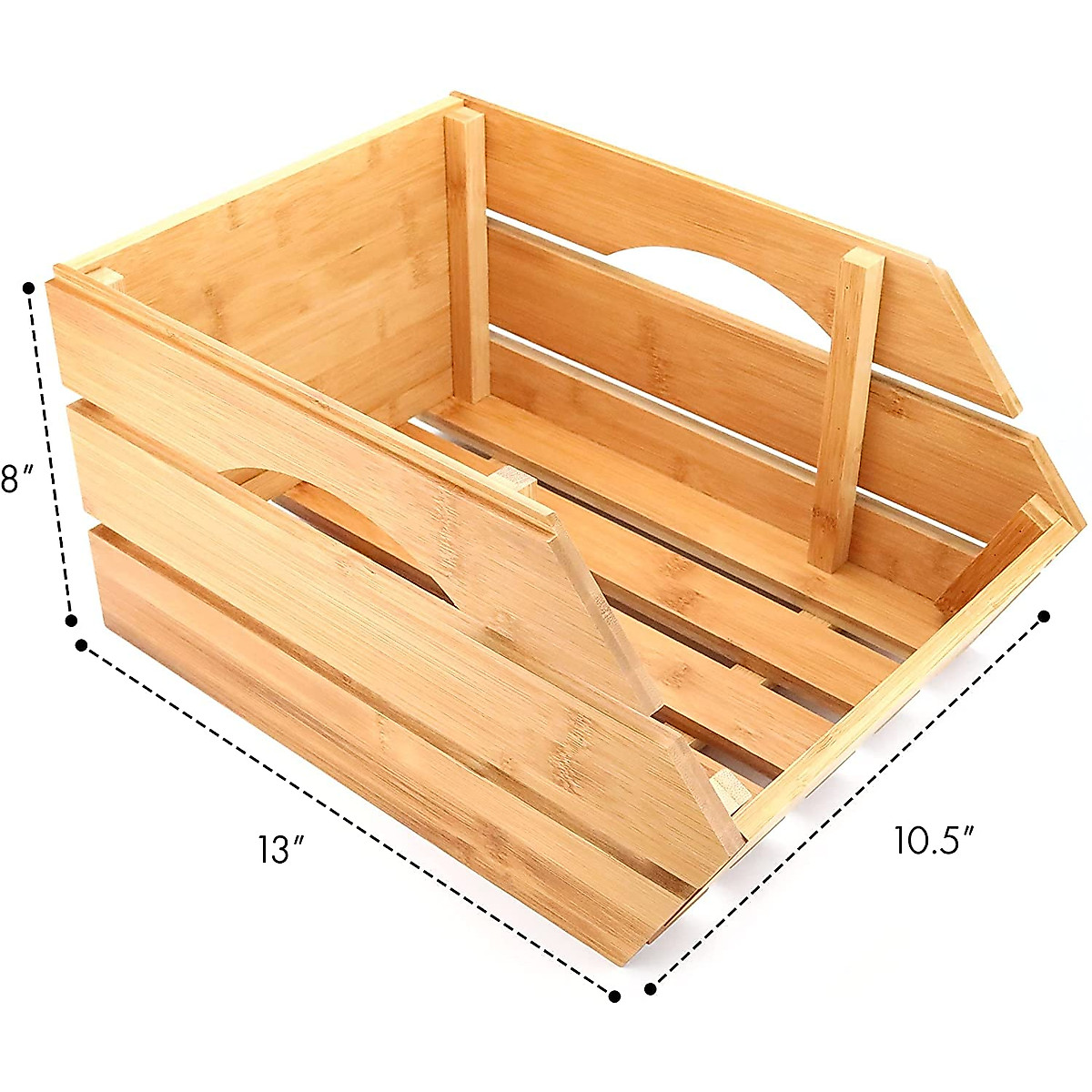 ROYALHOUSE Bamboo Fruit Basket, Stackable Basket, Fruit & Vegetable Storage For Kitchen Countertop, Bamboo Fruit Bowl, Tabletop Fruit Serving Bowl (Pack of 2)