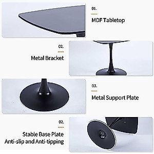 ANDORON Square Dining Table, 32 Inches Kitchen Tulip for 2-4 People, MDF Top and Metal Base, Modern Small Space Room Circle, End Leisure Coffee Side (32" - Square, Black)