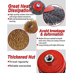 SHITIME 4 Inch Wire Wheel Cup Brush Set, Coarse Twisted Knotted Wire Wheel for Angle Grinder, 5/8 Inch-11 Threaded Arbor, 0.020" Carbon Steel Wire Brush for Grinder, Deep Sanding Heavy Rust, Paint