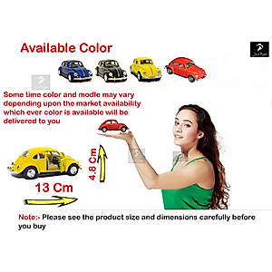 Kinsmart Yellow 1967 Classic Die Cast Volkwagen Beetle Toy with Pull Back Action, unisex
