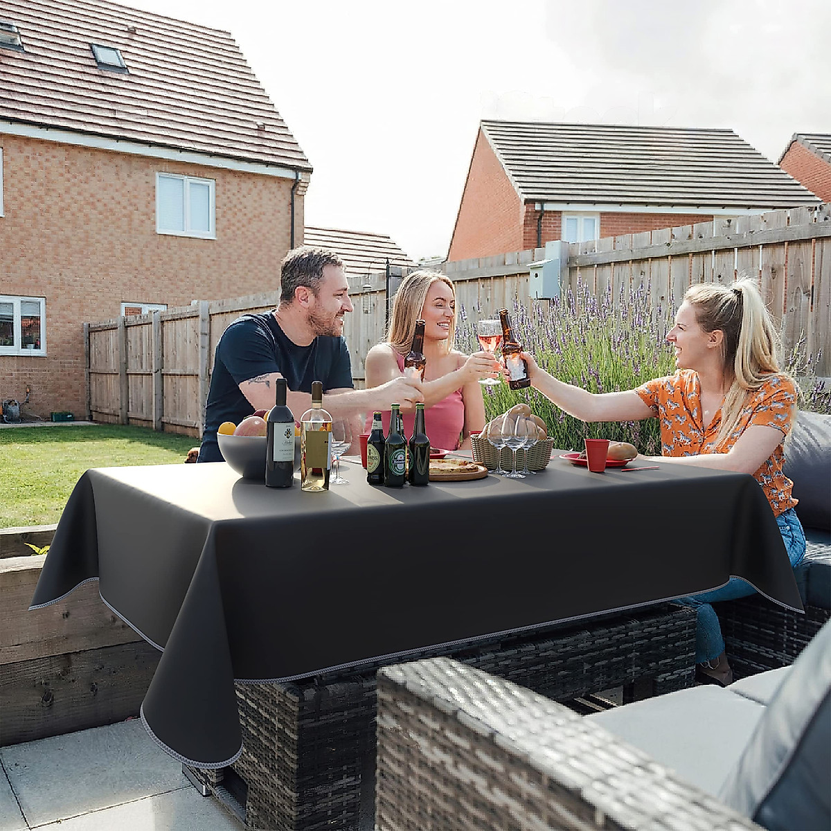Black Vinyl Tablecloths - 54 In. x 70 In. - Pack Of 1 Rectangle Tablecloth - Black Flannel Backed Vinyl Tablecloths For Rectangle Tables - Plastic Table Cloths With Flannel Backing - Waterproof