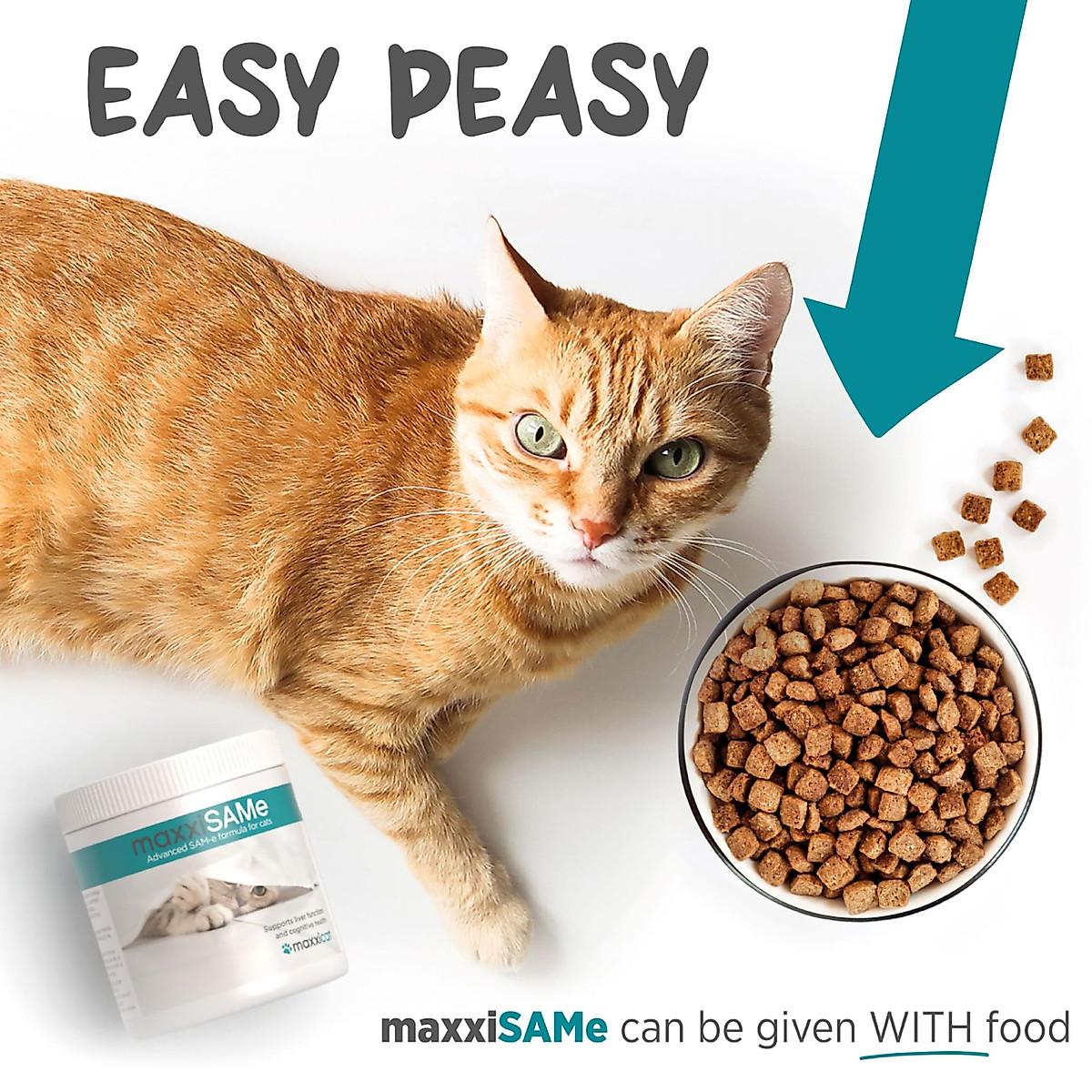 maxxipaws maxxiSAMe Advanced SAM-e Powder Supplement - Liver, Cognitive & Joint Support for Cats, 3.2oz