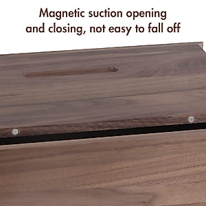 Reviaras Walnut Wood Tissue Box Cover with Slide-Out Bottom - Rectangular for Bathroom, Bedroom, Dinner Table, Office