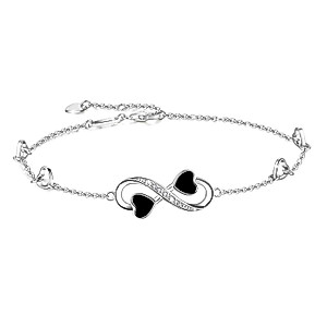 PUPILLEMON Infinity Ankle Bracelet for Women, 925 Sterling Silver Charm Adjustable Anklet, Large Bracelet Fine Jewelry