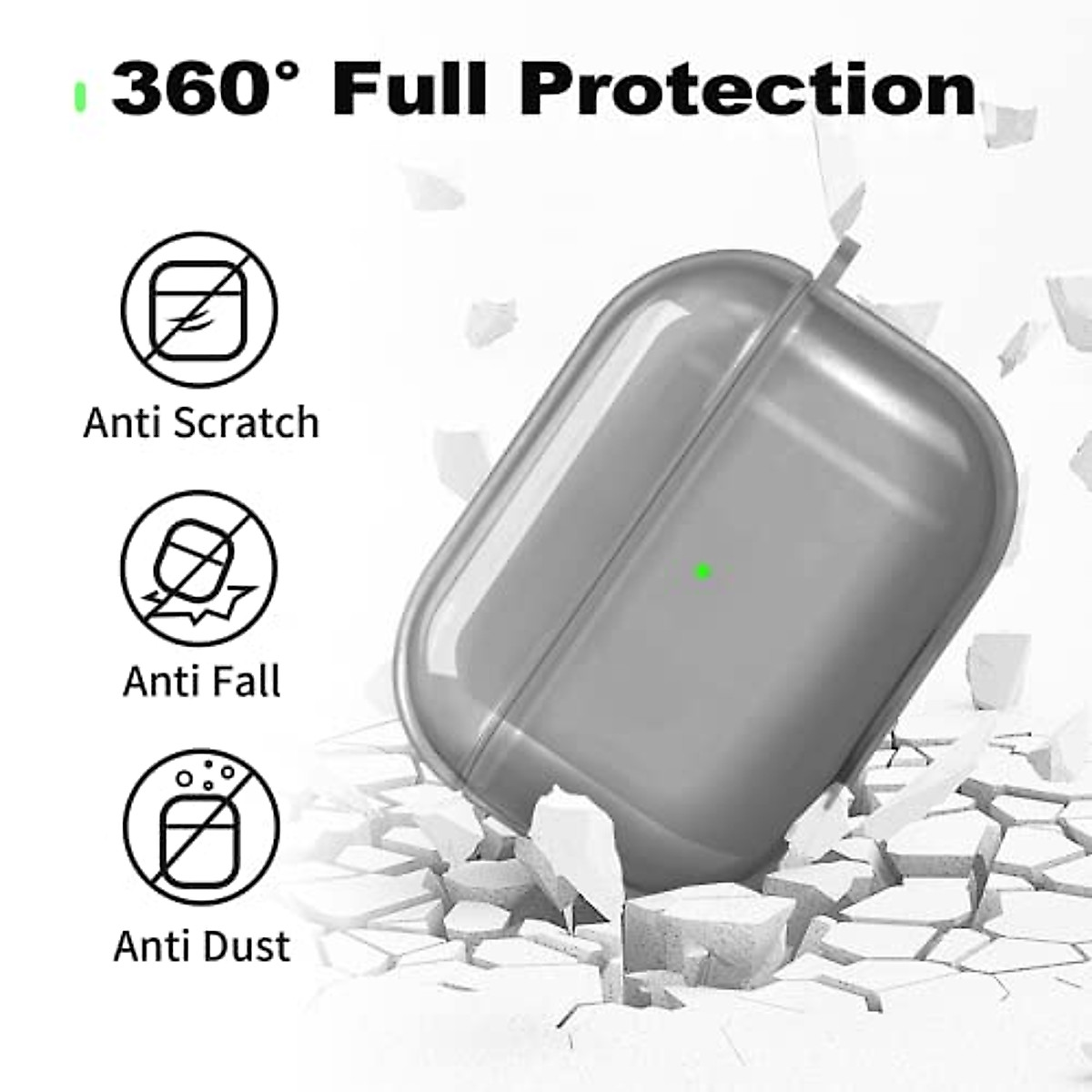 Foweroty for Airpods Pro Case Cover with Key Buckle, Clear Anti-Yellow Protective TPU Cover Case for Airpods Pro(Clear Black)