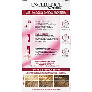 L'Oreal Paris Excellence Creme Permanent Triple Care Hair Color, 7.5A Medium Ash Blonde, Gray Coverage For Up to 8 Weeks, All Hair Types, Pack of 1