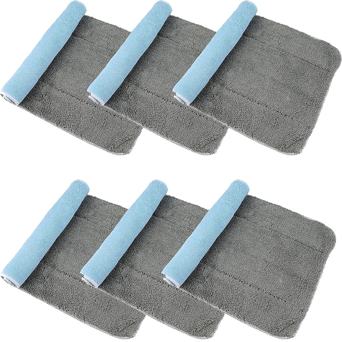 6 Pack 2-Side Washable Reusable Mop Pads Refills Compatible with MR.SIGA Professional Microfiber Mop,Double Use Wet＆Dry Microfiber Mop Pads 16.5 * 9" (42 * 23 cm)