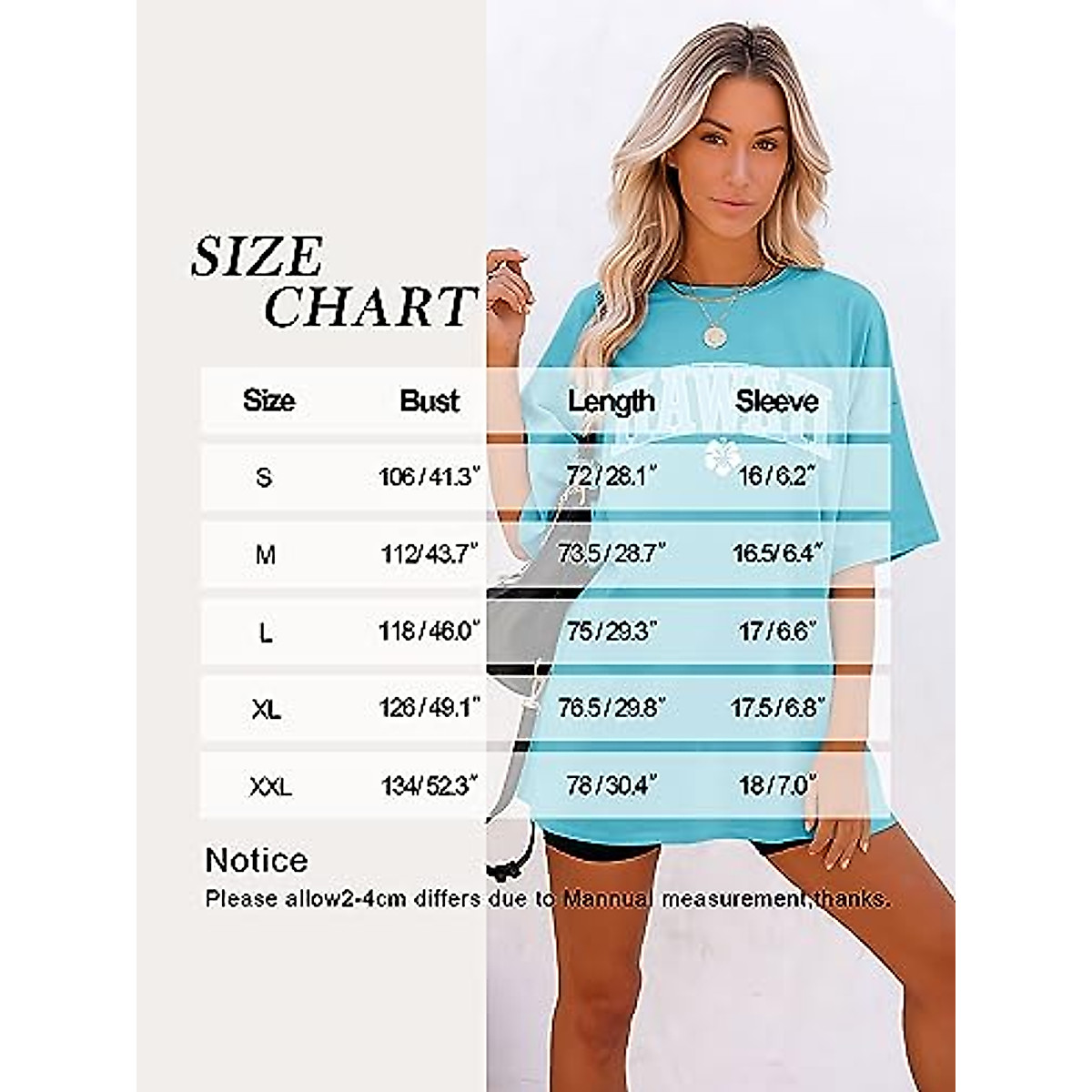 Ezcosplay Women Oversized T Shirts Graphic Tees Casual Drop Shoulder Tops Cute Hawaii Vacation Shirt