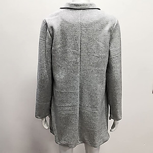 Women Duffle Coat Peacoat Double-Breasted Notch Lapel Button-Down Jacket Solid Color Plain Thigh-Long Trench Outerwear Windbreaker(A Light Grey,2XL)