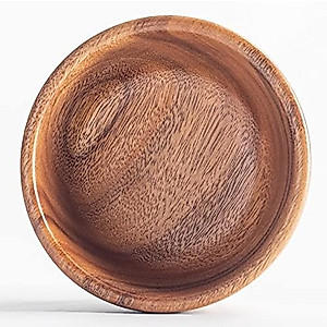 Acacia Wooden Salad Bowls (Set of 2): 6" x 3" Individual Wood Serving Bowls for Fruits, Cereal, or Soup - Handmade from a Single Organic Piece of Acacia Wood, Food Safe