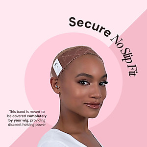 MILANO COLLECTION WiGrip, The Original Comfort Grip Band, Adjustable Wig Band for Tension-Free Glueless Wig, Nonslip Wig Headband, Tension-Free, One Size Fits All, Tan