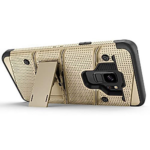 ZIZO Bolt Series for Samsung Galaxy S9 Case Military Grade Drop Tested with Tempered Glass Screen Protector Holster Gold Black
