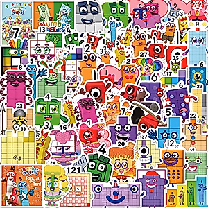 52PCS Numberblocks Stickers for Laptop and computer, Digital building blocks for children's enlightenment Waterproof Vinyl Stickers for Water Bottle Skateboard Guita Car Bumper Luggage,Cartoon Art Graffiti Decals for Kids Girls Teens Adults (Enlightenment