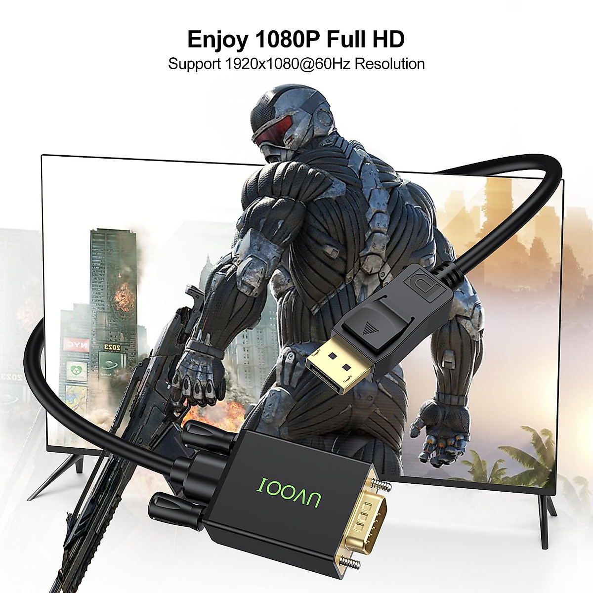 UVOOI DisplayPort to VGA Cable 10 Feet 2-Pack, Gold Plated Display Port DP to VGA Monitor Cable Adapter 10ft Male to Male