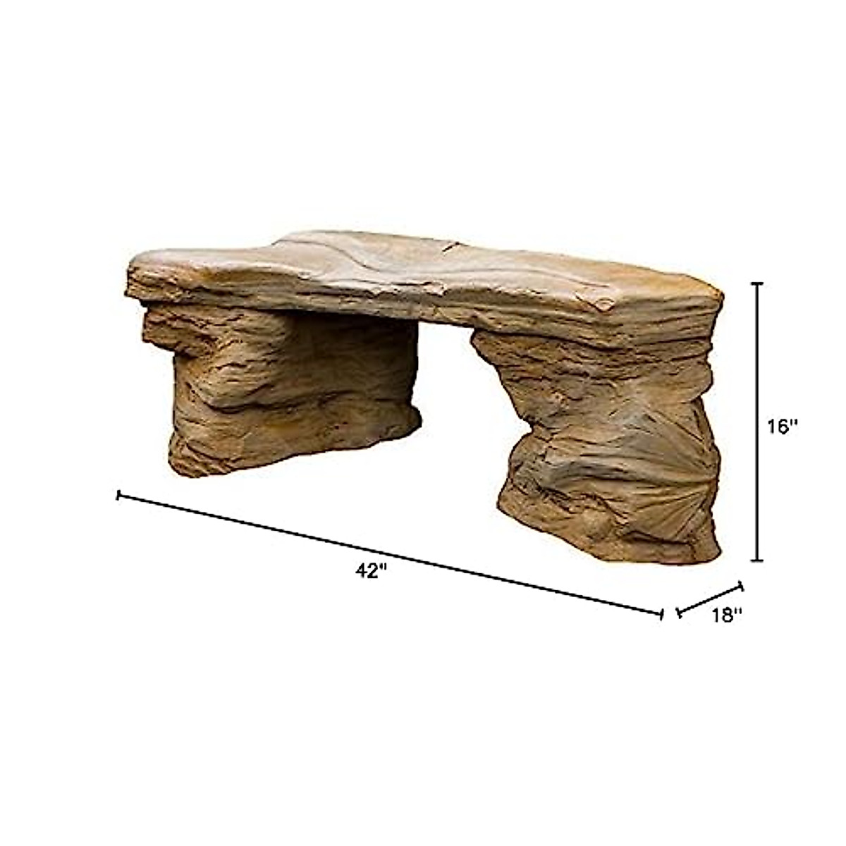 Cast Stone Petrified Rock Bench, Commercial Grade Concrete Benches, 3 Piece Concrete Bench, Hand Sculpted Fine Cast Stone Patio Furniture & Rock Bench