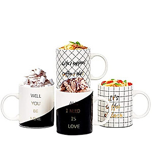 Bruntmor 18 Oz Coffee Mug Set of 6, 18 Ounces Large Porcelain Gradient Orange Stacking Plain Coffee Mug Set, Best Tall Coffee Mug Set For Birthday, Thanksgiving, Christmas Gift