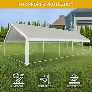 DWVO 20x30 ft Outdoor Heavy Duty Party Tent Wedding Event Shelters Upgraded Galvanized Canopy with Large White Roof, Removable PVC Sidewalls & 3 Storage Bags