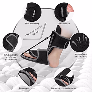 Oyomutk Fasciitis Night Splint: Upgraded Plantar Fasciitis Brace for Foot Pain Relief by Plantar Fasciitis Achilles Tendonitis Foot Drop Flat Arch Heel Spur (Without Massage Balls-Black)