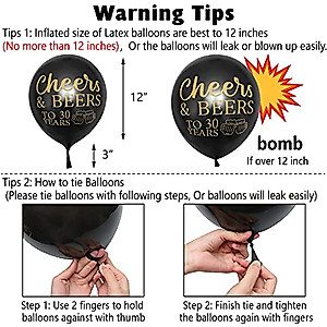 30th Birthday Decorations for Men Women, 30 Years Anniversary Decorations-Cheers & Beers to 30 Years Banner Thirty Sign Latex Balloon 32 inch "30" Gold Balloon 35 inch Cheers Beers Cups Foil Balloon for 30th Wedding Party Supplie
